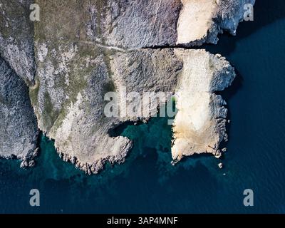 Aerial view of the coastline of Coki Baska Island, Croatia Stock Photo ...
