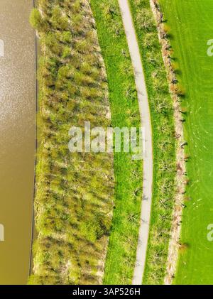 Aerial view of river Linge with road Appeldijk, Beesd, Betuwe ...