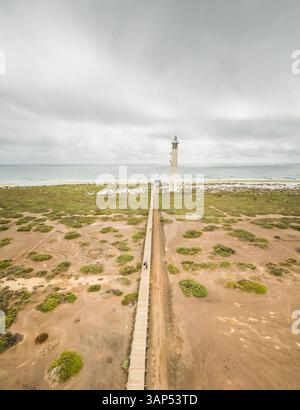 Aerial view of Morro Jable Lighthouse on Jandia Peninsula ...