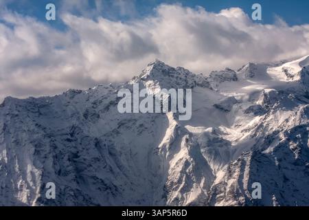 An aerial view of snowcapped Himalayan mountain landscape Stock Photo ...