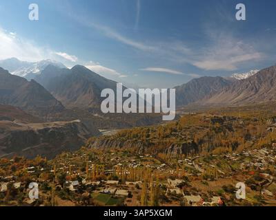 Aerial view of Majestic Karakoram Mountains and Glacier in Hopar Valley ...