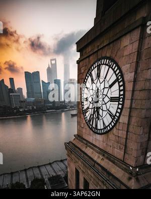 A beautiful view of Lujiazui from The Bund Historical Museum with ...