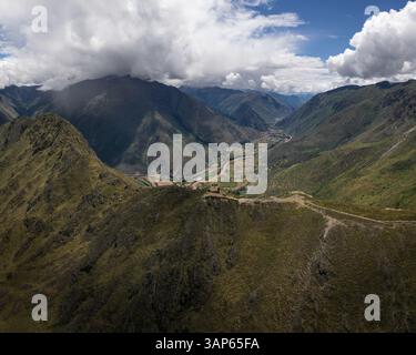 Aerial view of Apu Veronica mountain peak, Ollantaytambo, Peru Stock ...