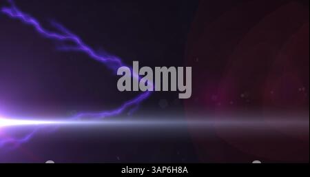 Image of glowing purple lightning flashes and white beam of light on ...