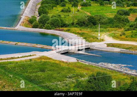 Artificial lake of the Perucica hydroelectric power plant along the ...