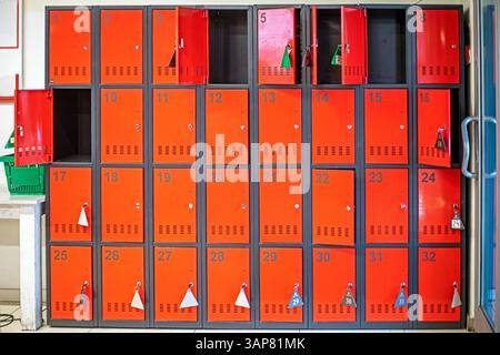 lockers for storing things at the entrance to the supermarket Stock ...