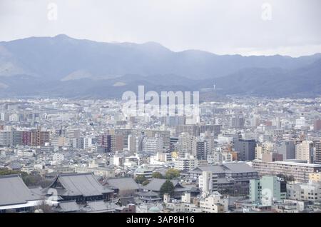 Overview on Kyoto city in Japan with landmarks, tempels, and shrines ...