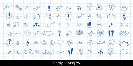 Anime Emotion effect collection. Doodle manga big set. Character ...