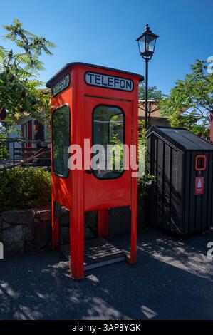 View of a vintage telephone booth at Skansen, the oldest open-air ...