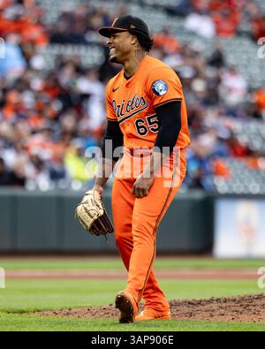 Baltimore Orioles pitcher Gregory Soto leaves the game during the ...