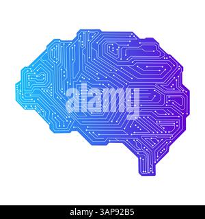 Artificial intelligence brain computer circuitry chip, colorful icon ...