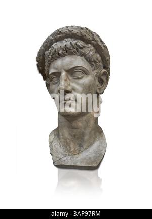 Roman portrait of Emperor Claudius, depicted wearing a civil crown, a ...