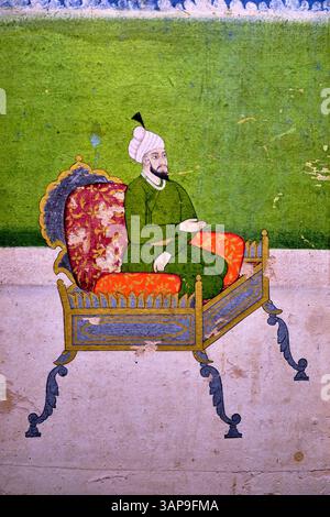 India, Delhi, New Delhi, Humayun Museum, portrait of Humayun, 16th ...