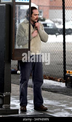 Matthew Rhys on the set of the TV show 'The Americans' in New York City ...
