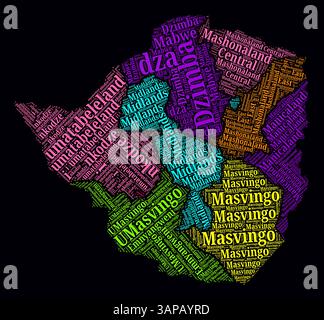 Map of Zimbabwe with regions. Just a simple country border map with ...