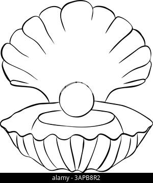 Hand Drawn Open Scallop Shell Vector Illustration. Abstract Seafood ...