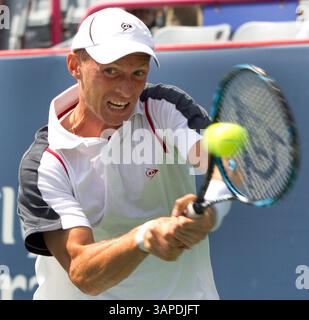 Nikolay Davydenko of Russia during the Russia v Serbia Davis Cup match ...
