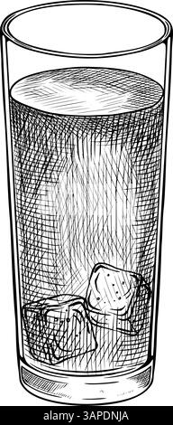 line liquor glass with ice cubes beverages Stock Vector Image & Art - Alamy