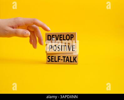 Develop positive self-talk symbol. Concept words Develop positive self ...