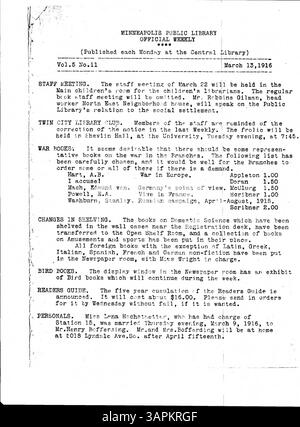 This 1916 Minneapolis Public Library Official Bulletin provides a ...