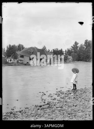 This photograph captures Pendleton during the Umatilla River flood ...