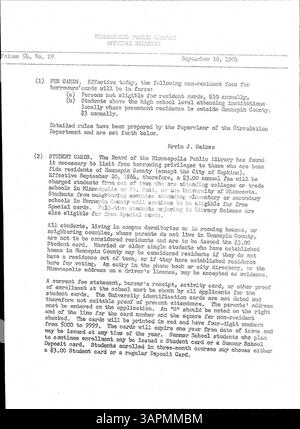 This 1964 publication of the Minneapolis Public Library Official Bulletin provides a weekly ...