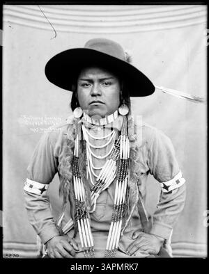 Photograph of Anthony Somkin, a Cayuse tribal man, in regalia Stock ...