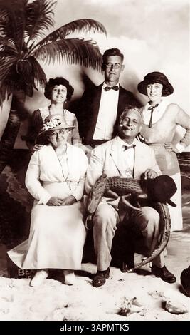Vintage 1905 family portrait with Judge Worley smoking a cigar and ...