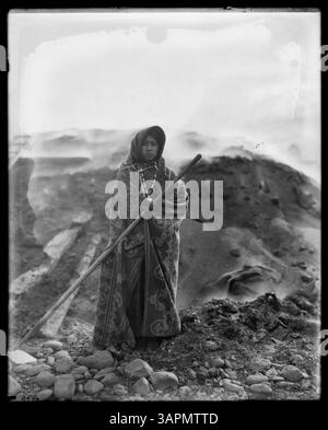 Photograph by Lee Moorhouse of Yakima Sally, a Yakima Indian woman, in ...