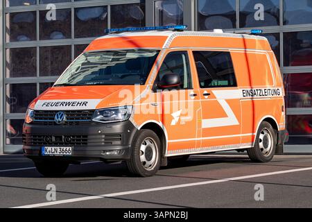 Cologne fire brigade incident command Volkswagen T6 in front of fire ...