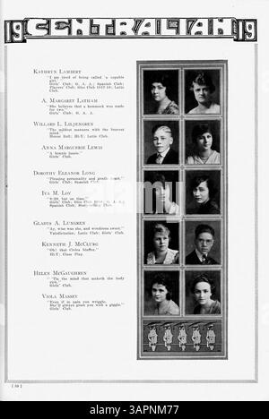 This 1919 yearbook from Central High School captures students, faculty ...