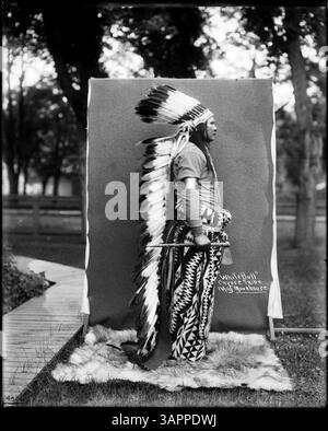 Photograph of White Bull, a Cayuse tribe member, in various costumes ...