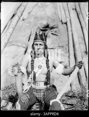 Photograph of Francis Lincoln, a Cayuse tribal man, in regalia. This ...