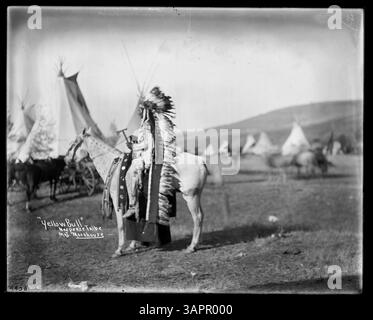 This photograph by Lee Moorhouse captures a Nez Perce Indian in a war ...