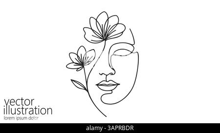 Minimalist Continuous Line Drawing of a Serene Female Profile Stock ...