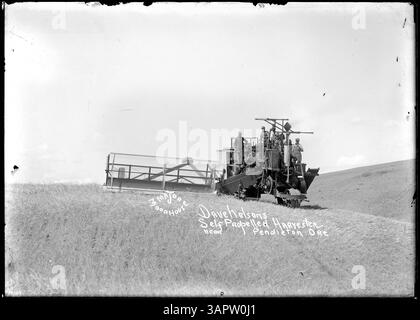 Photograph of Dave Nelson's self-propelled Holt harvester, taken near ...