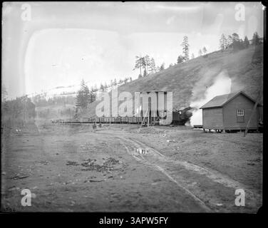 A historical photograph depicting railroad workers on strike ...