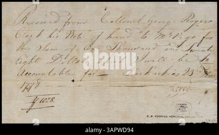 A receipt dated November 23, 1778, for $1,028, signed by Gabriel Cerre ...