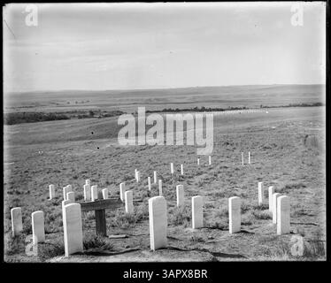 This image shows the Custer battlefield cemetery, photographed by Lee ...