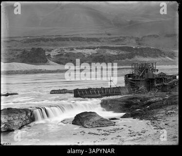 This photograph of salmon fishing at Celilo Falls, located along the ...