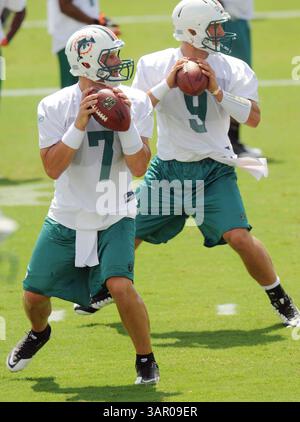 July 30, 2011 - Davie, FL, USA - Miami Dolphins quarterbacks Chad Henne ...