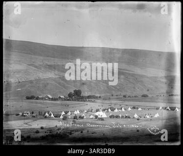 This photograph by Lee Moorhouse captures a Nez Perce Indian in a war ...