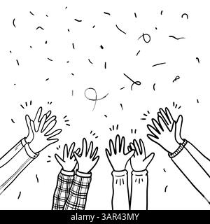Applaud hands vector in doodle style. Hand drawn clapping human hands ...