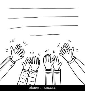 Applaud hands vector in doodle style. Hand drawn clapping human hands ...