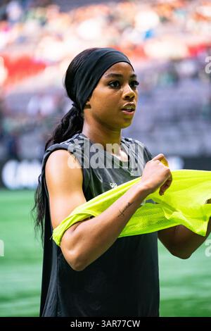 Vancouver, Canada. 16th Apr, 2025. Calgary Wild's Grace Stordy, left ...