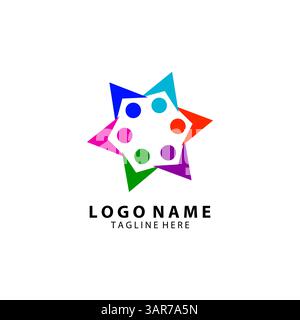 Star people logo design. Star community vector logo. star community ...