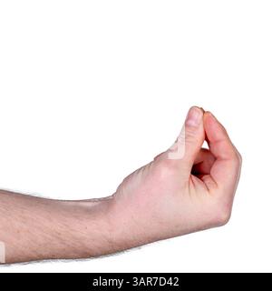 Male hand showing karate chop gesture isolated Stock Photo - Alamy