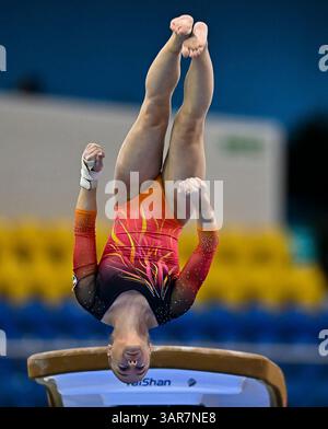 Doha, Qatar. 16th Apr, 2025. Greta Mayer of Hungary competes during the ...