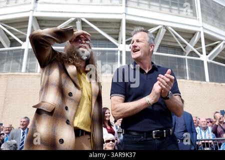 Brian Kilcline (left) and Keith Houchen during the statue reveal ...