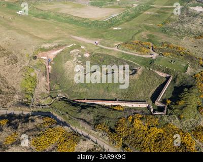 Aerial view of Littlehampton Fort, West Beach, Littlehampton (BN17), UK ...
